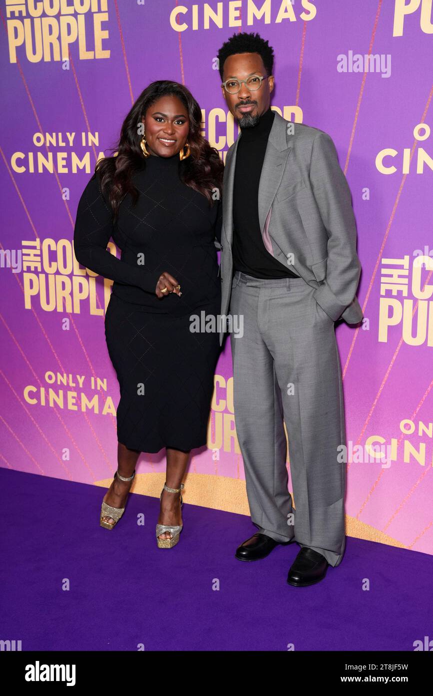 Danielle Brooks, left, and Corey Hawkins pose for photographers upon ...