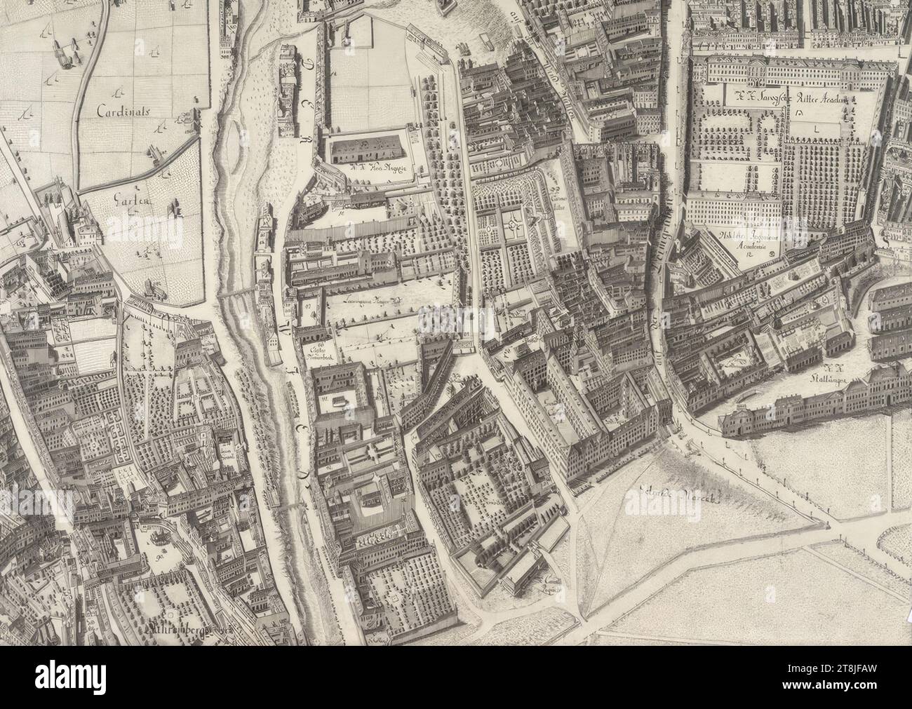 Bird's eye view of Vienna, plan of Vienna, 42 parts, Joseph Daniel von ...