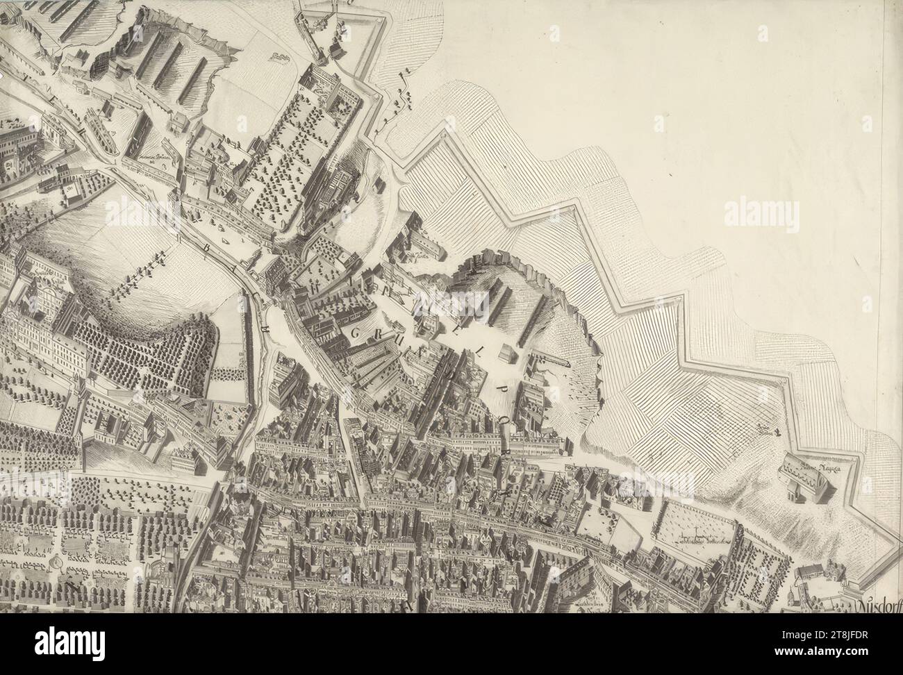 Bird's eye view of Vienna, plan of Vienna, 42 parts, Joseph Daniel von ...
