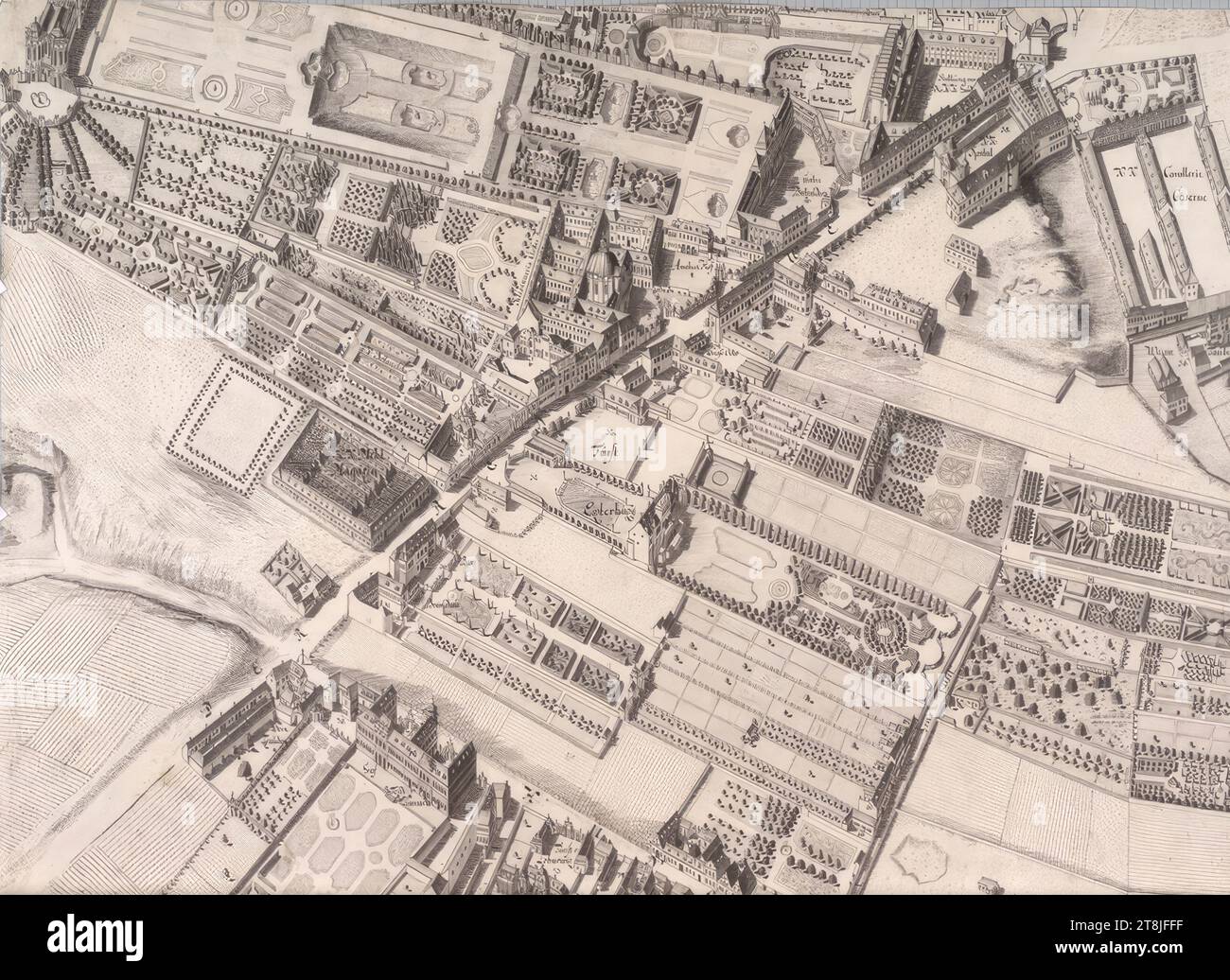 Bird's eye view of Vienna, plan of Vienna, 42 parts, Joseph Daniel von ...