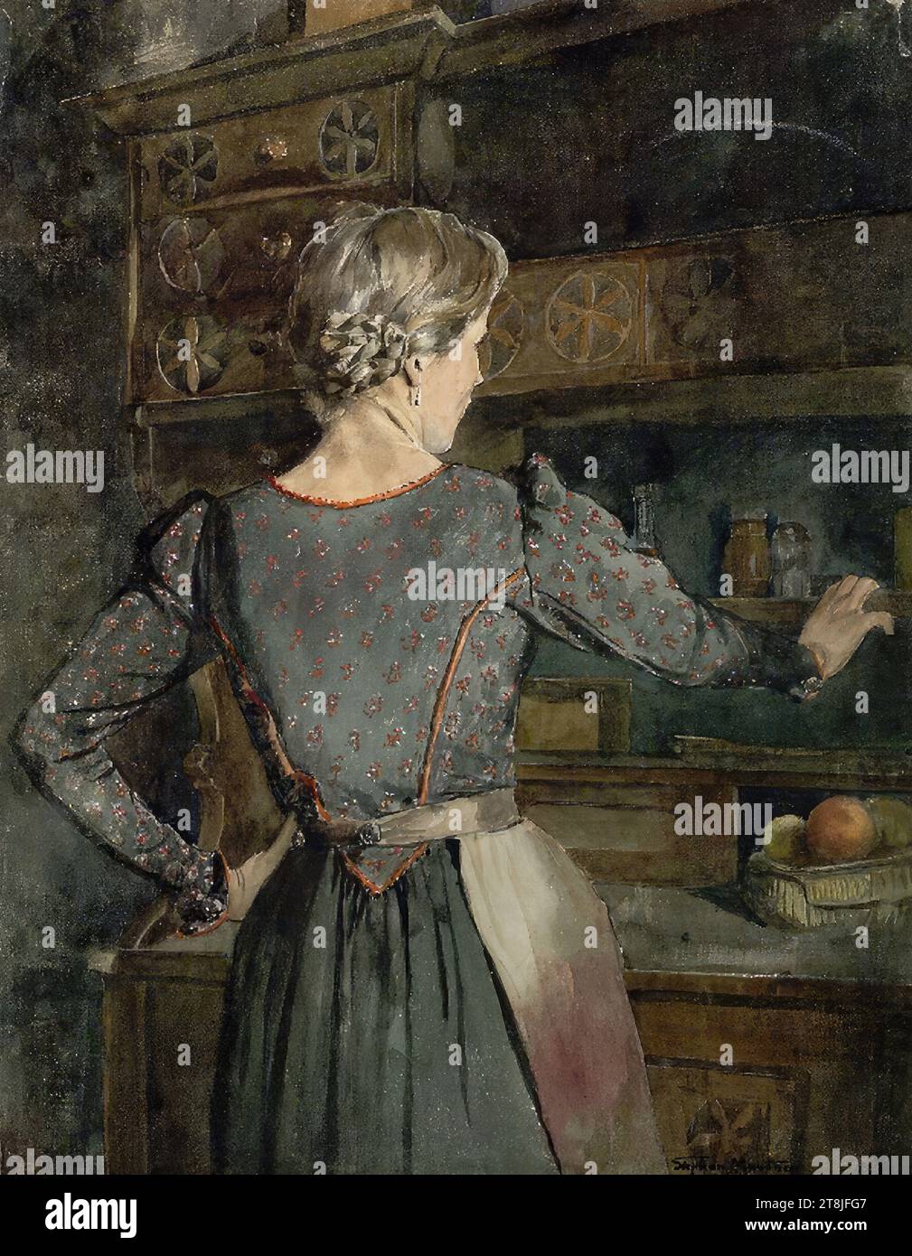 Styrian woman in back view, Stephan Mautner, Austria 1877 - 1945 ...