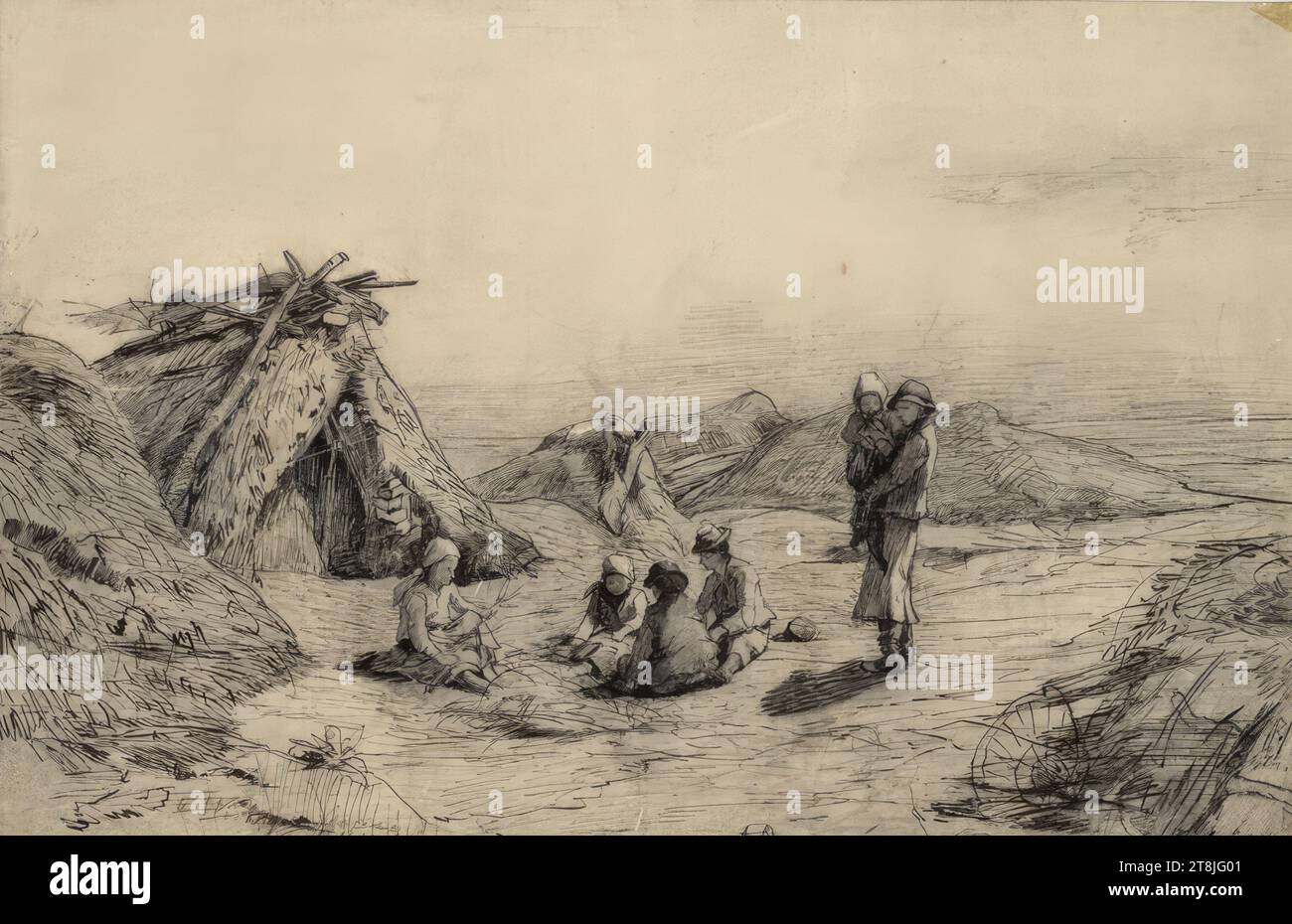 Roma camp, Olga Wisinger-Florian, Vienna 1844 - 1926 Vienna, drawing ...