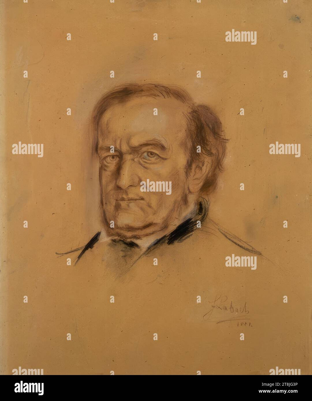 Richard Wagner, 1881, drawing, black and white chalk, sheet: 63 x 53 cm ...