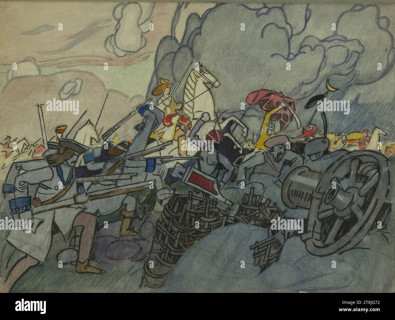 Battle scene, Battle of Zenta, sketchbook Wacik Franz; 64 paginated ...