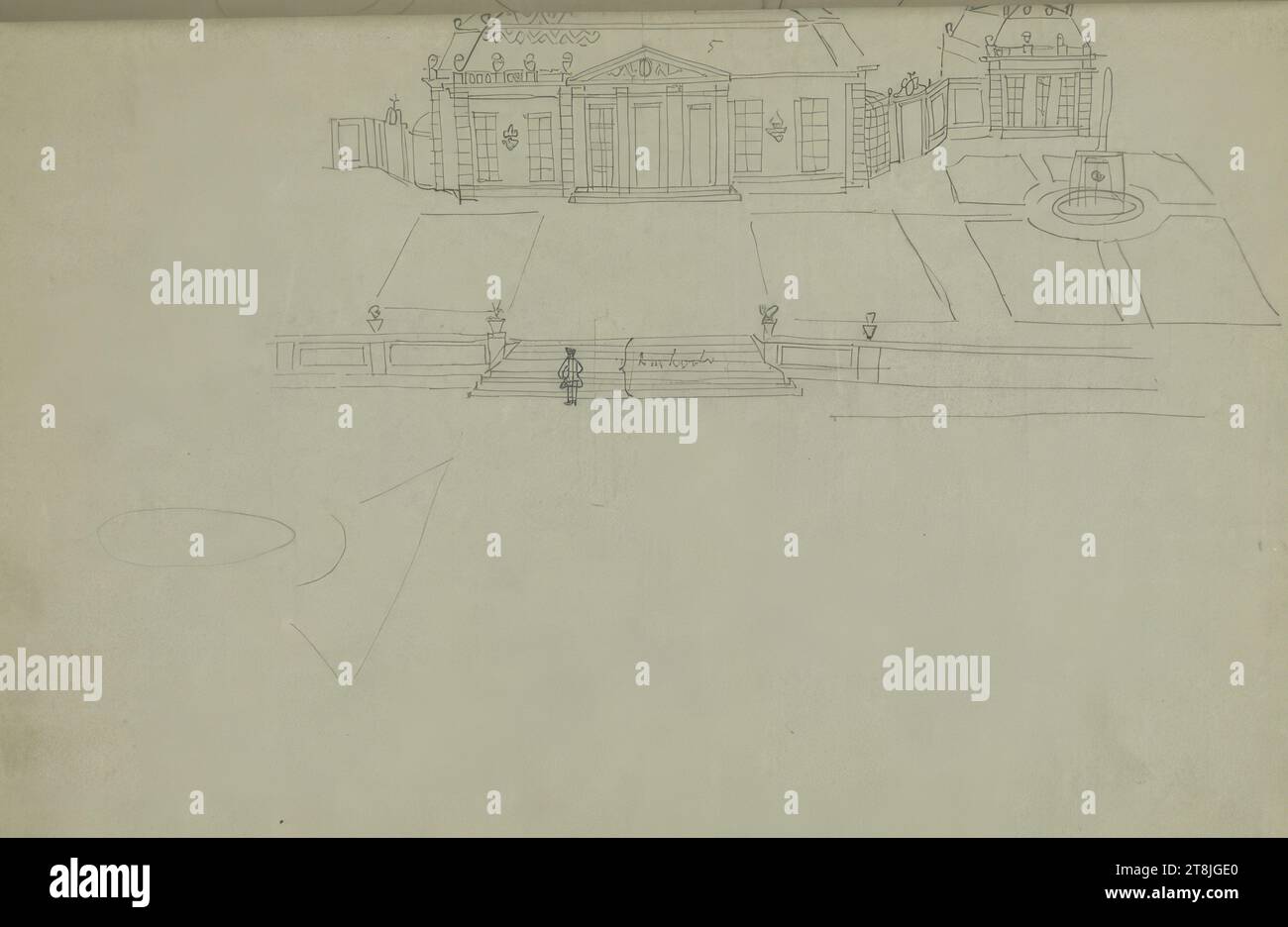 Trianon de Porcelaine castle with park, Wacik Franz sketchbook; 64 ...