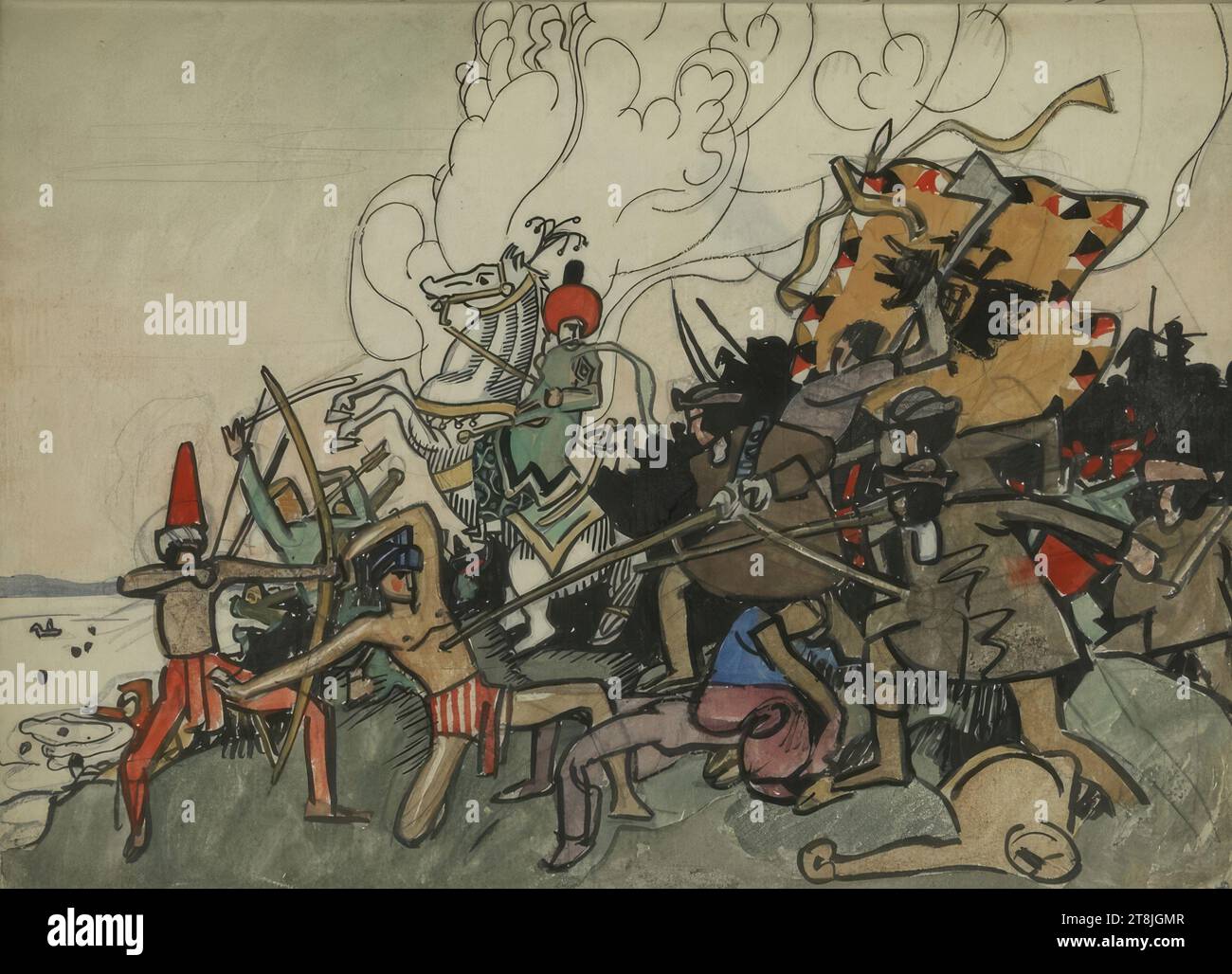 Battle scene, Battle of Zenta on the Tisza, sketchbook Wacik Franz; 64 ...