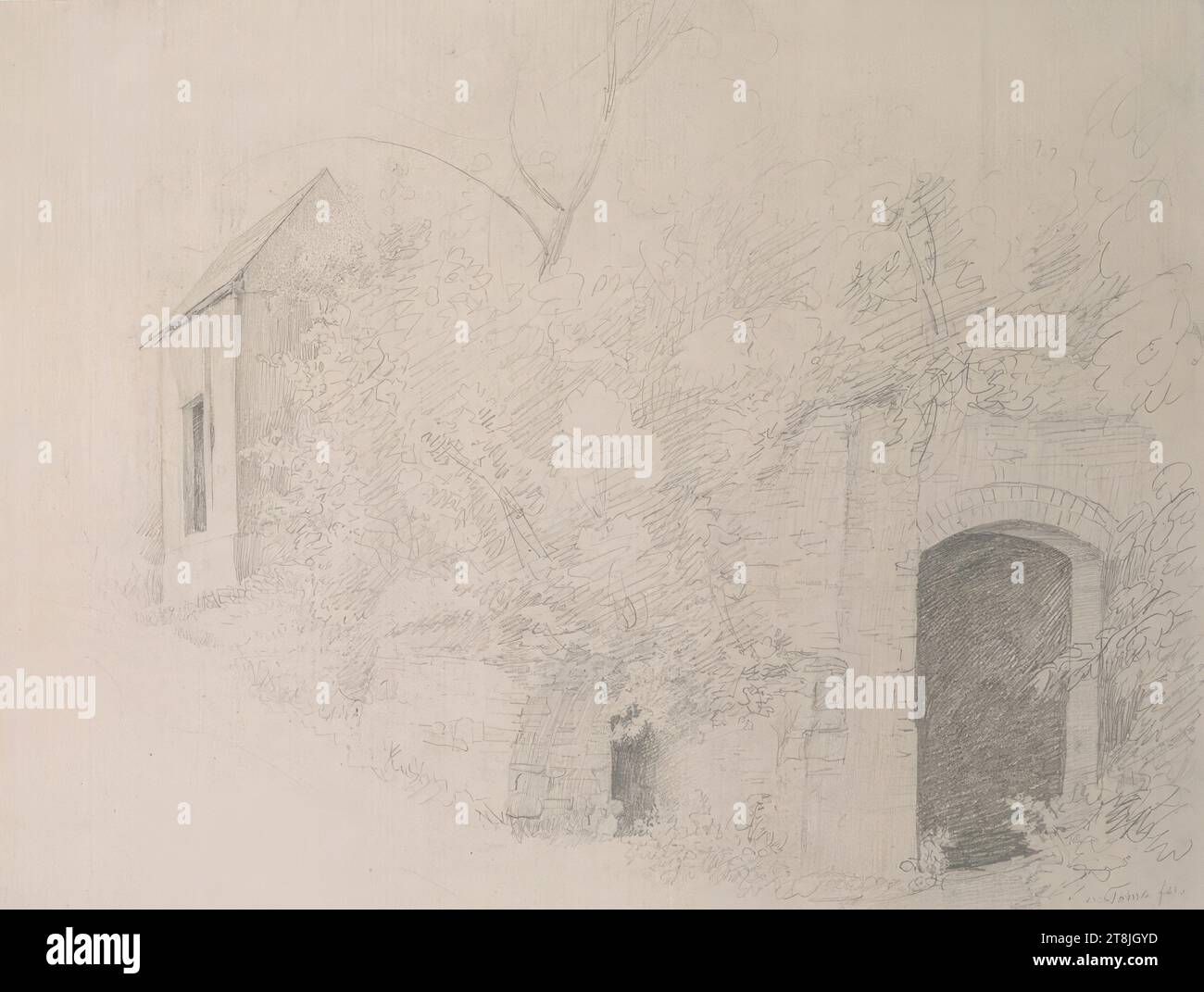 Gate and walls under trees, sketchbook Toma Matthias Rudolf; 29 pasted ...