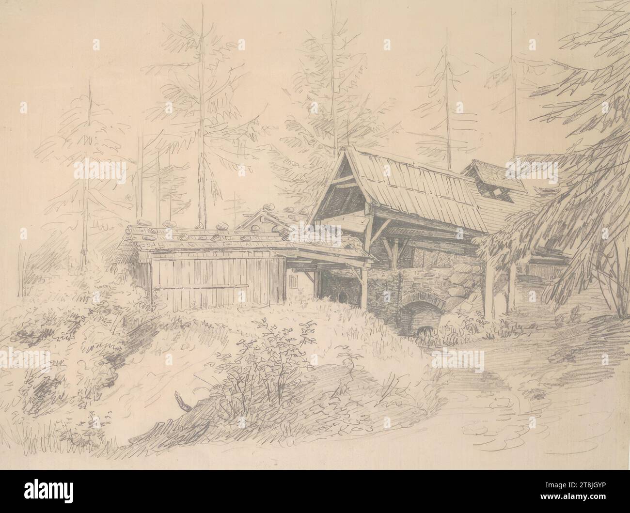 Forest house with barn, sketchbook Toma Matthias Rudolf; 29 pasted ...