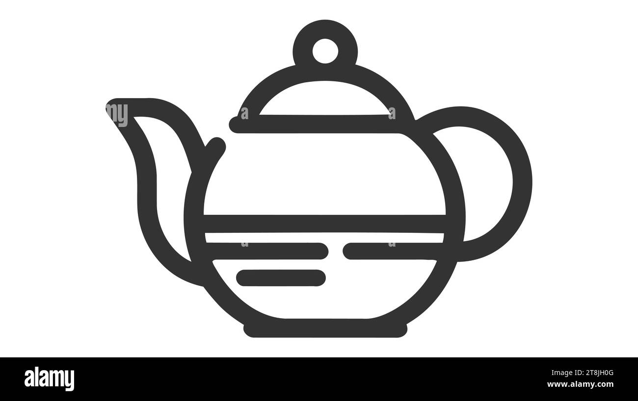 Teapot line icon. Hot drinks chinese tea pot symbols vector ...