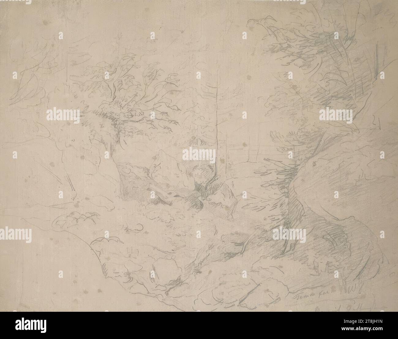 Rocky forest landscape, sketchbook Toma Matthias Rudolf; 29 pasted ...