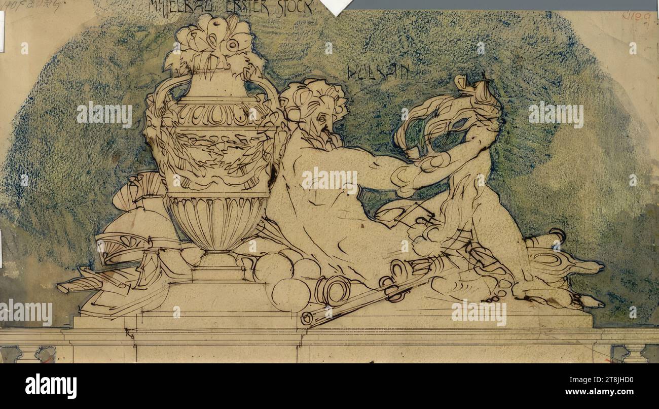 War god Vulkan, Friedrich Ohmann, Lemberg 1858 - 1927 Vienna, drawing ...