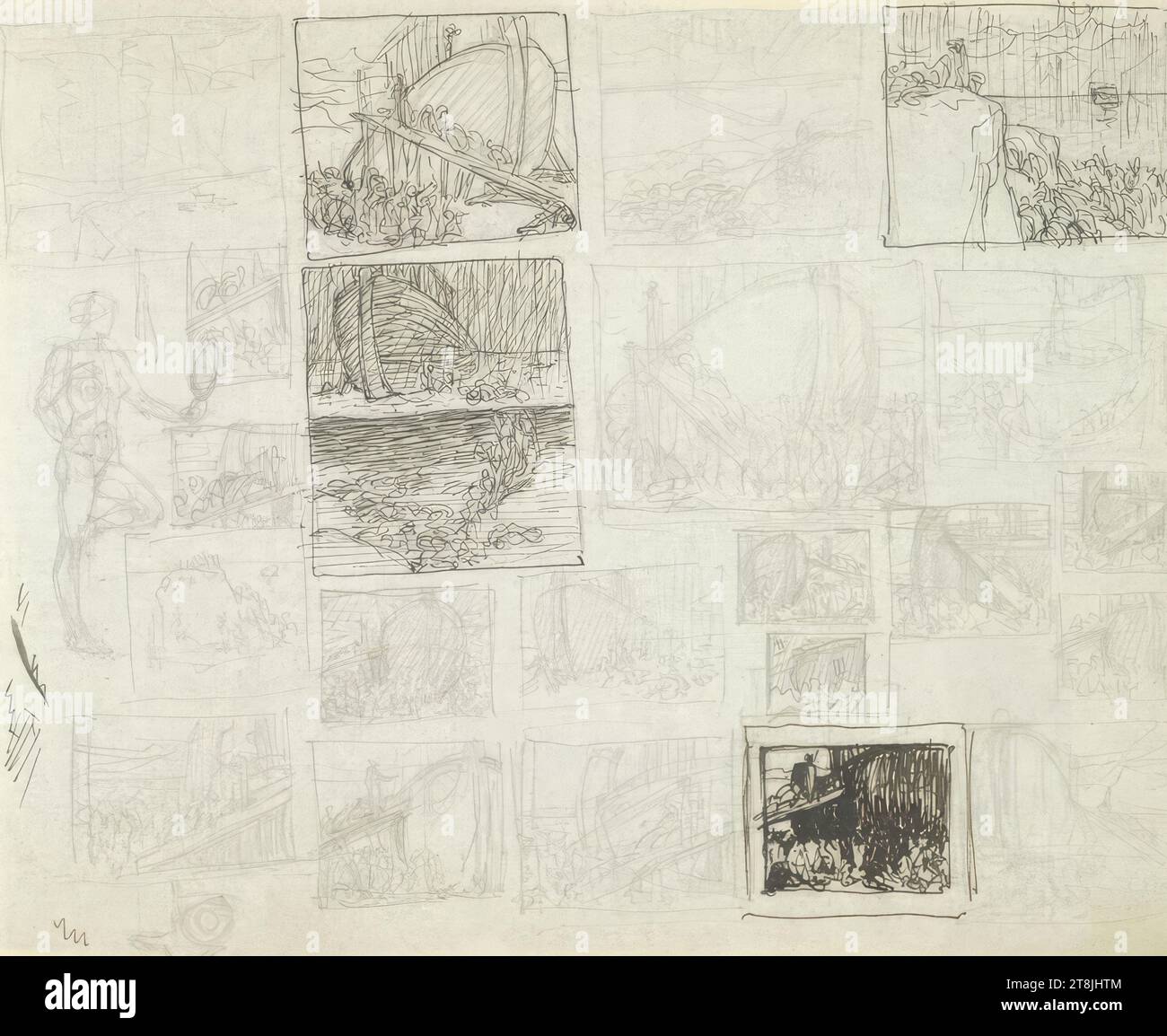 Various sketches, sketchpad with 100 paginated pages, Alexander Rothaug ...