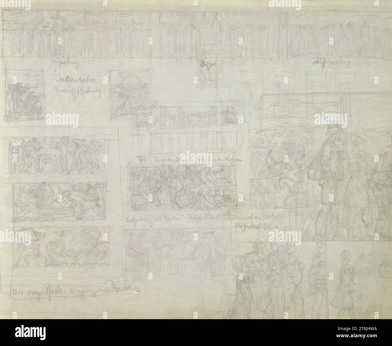 Various sketches, sketchpad with 100 paginated pages, Alexander Rothaug ...