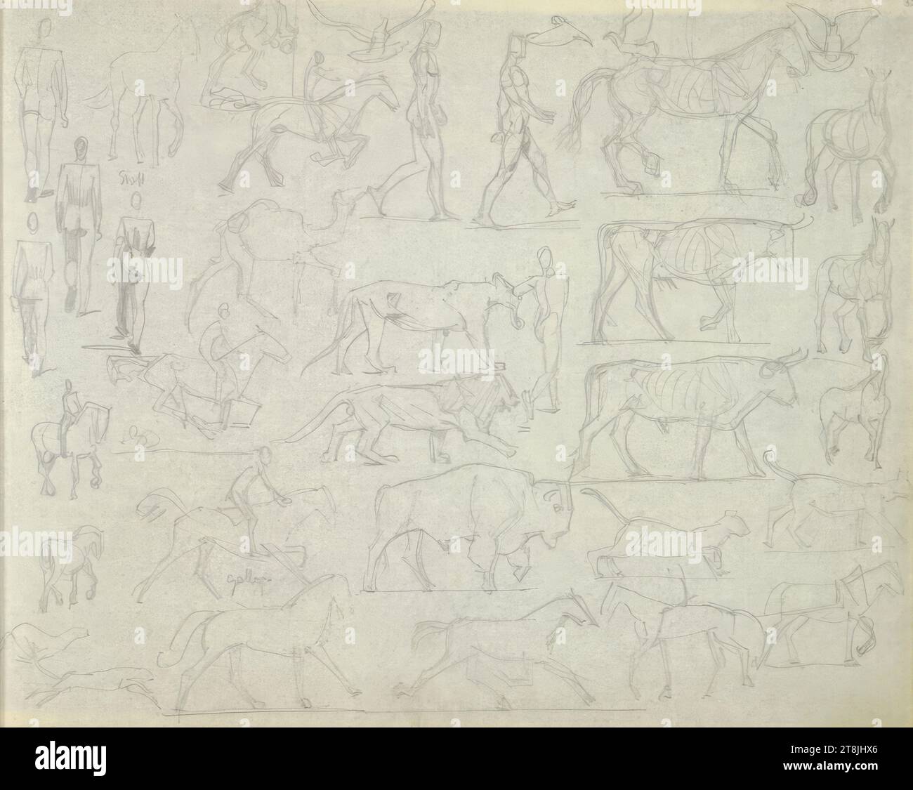 Various sketches, sketchpad with 100 paginated pages, Alexander Rothaug ...