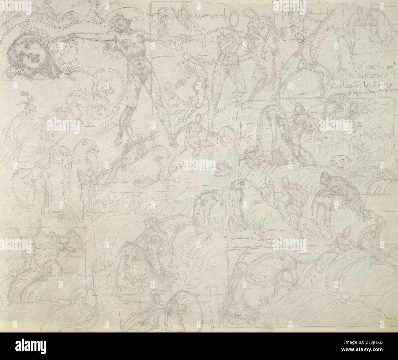 Various sketches, sketchpad with 100 paginated pages, Alexander Rothaug ...