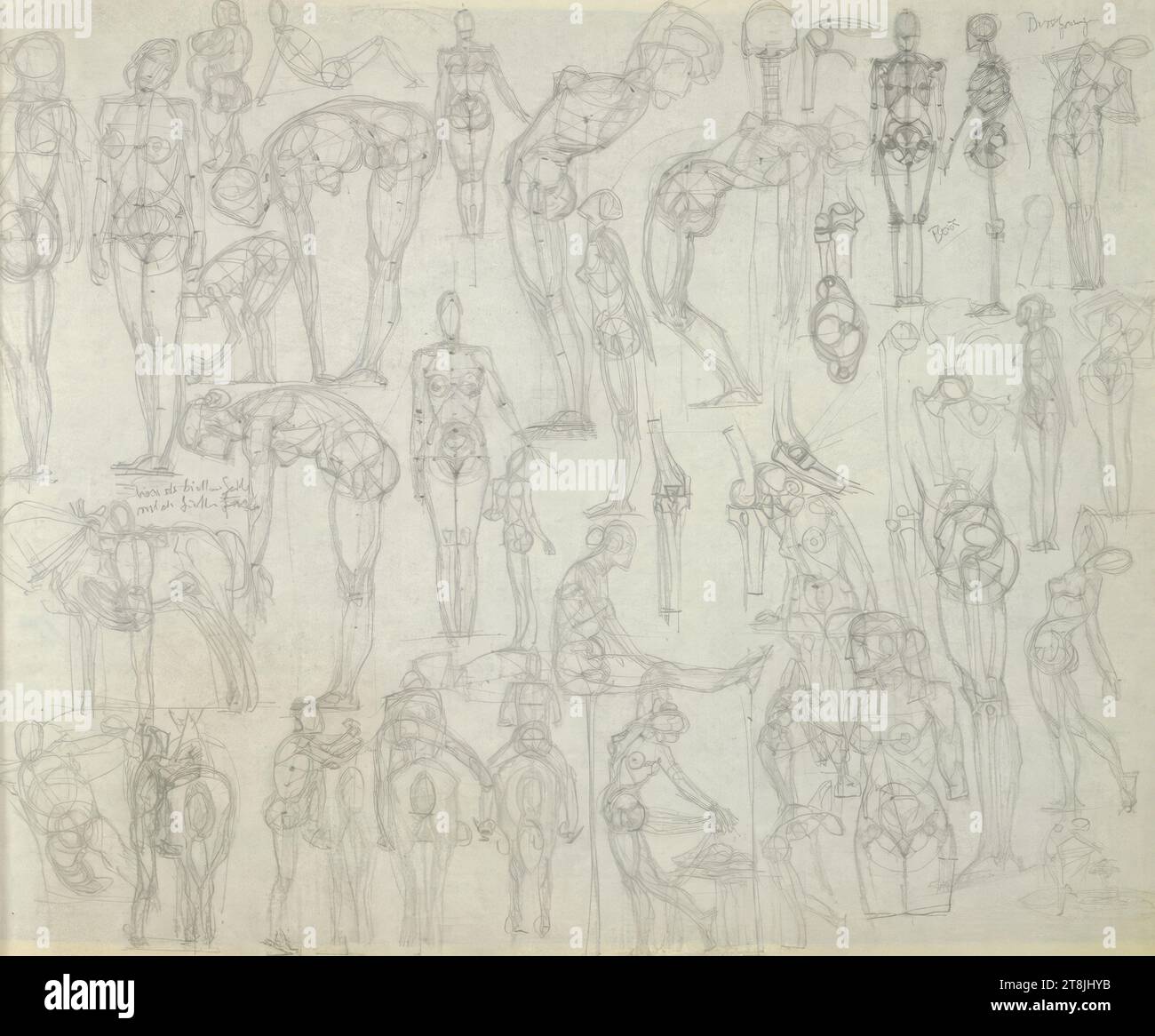 Various sketches, sketchpad with 100 paginated pages, Alexander Rothaug ...