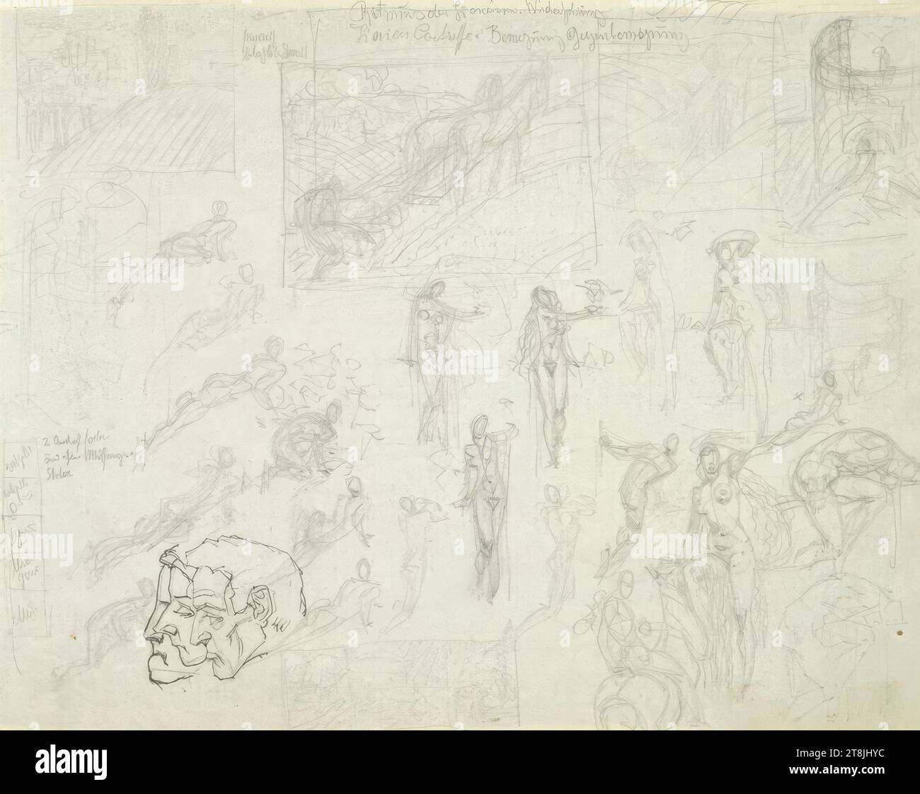 Various sketches, sketchpad with 100 paginated pages, Alexander Rothaug ...