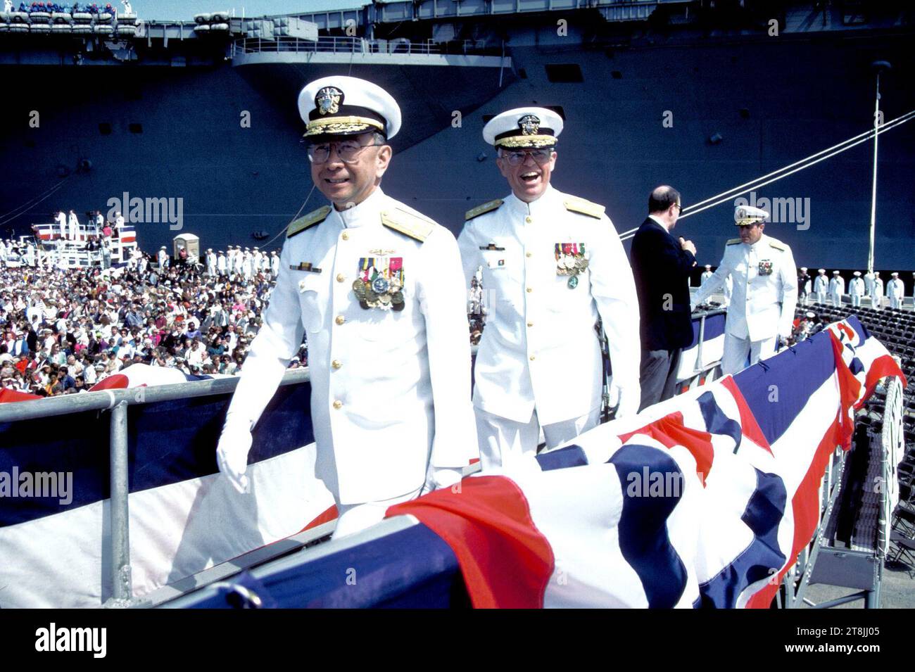VADM Robert K. U. Kihune and VADM Michael P. Kalleres at the USS Anzio ...