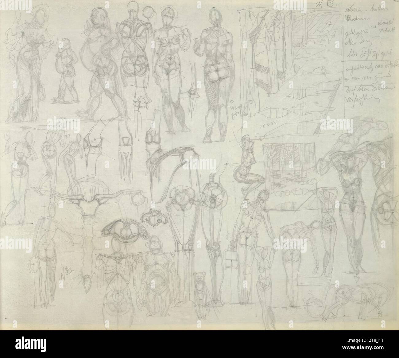 Various sketches, sketchpad with 100 paginated pages, Alexander Rothaug ...