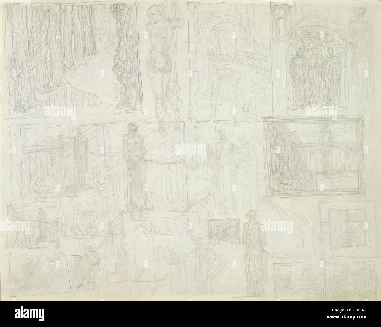 Various sketches, sketchpad with 100 paginated pages, Alexander Rothaug ...