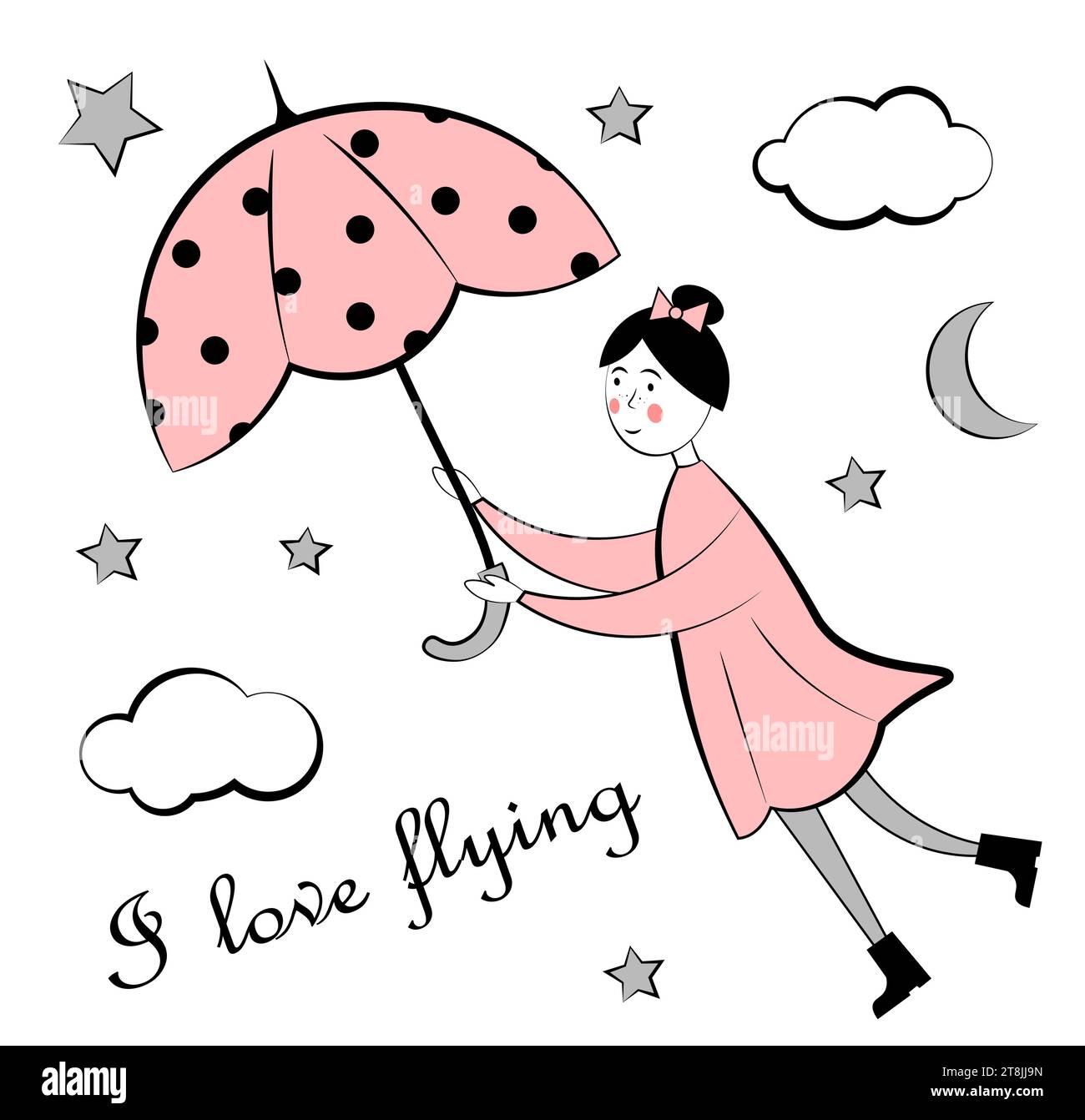 Woman flying with umbrella Stock Vector Images - Alamy