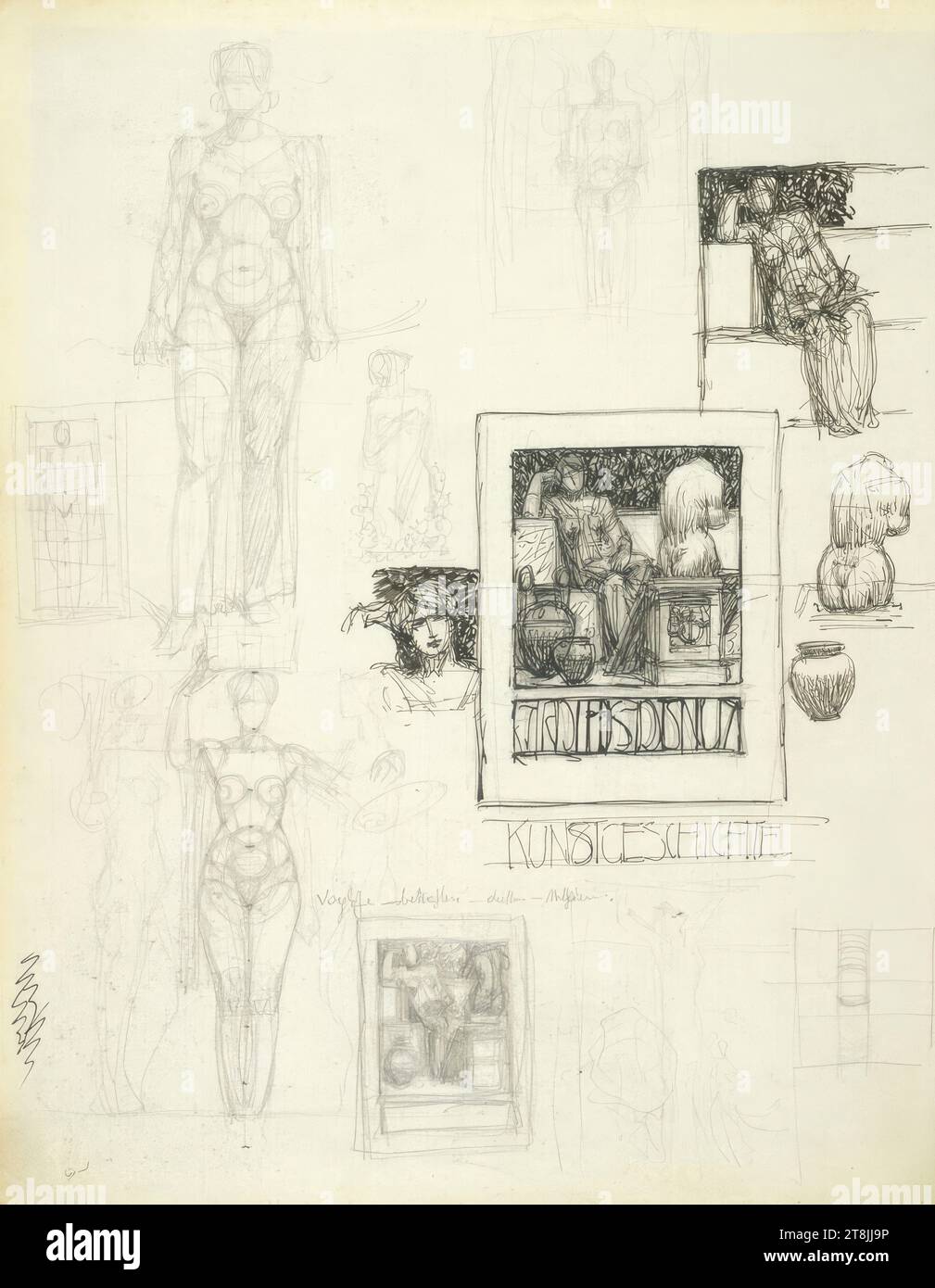 Various sketches; 'ART HISTORY', sketchbook Rothaug Alexander; 39 ...