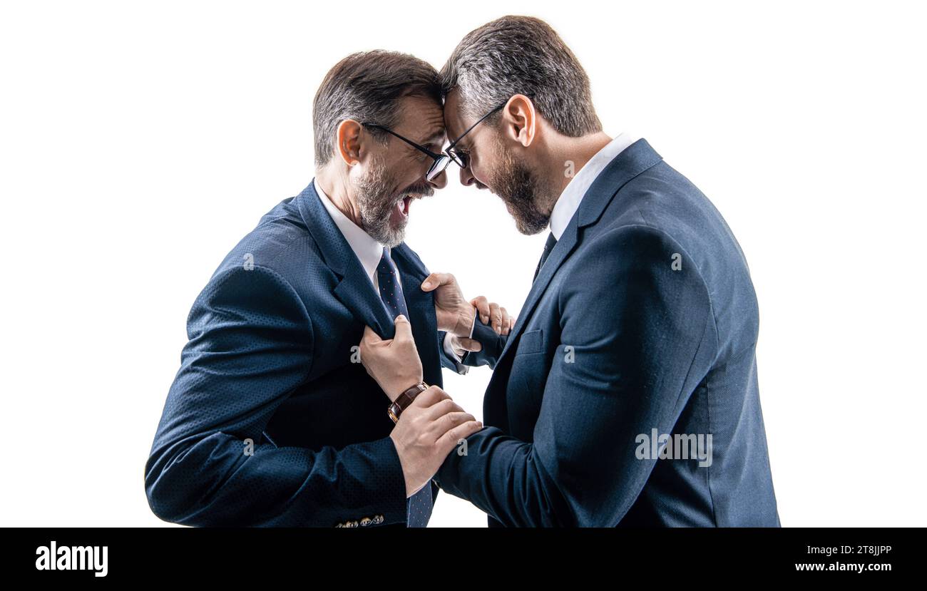 threatening business reputation. rival company threatening. businessmen ...