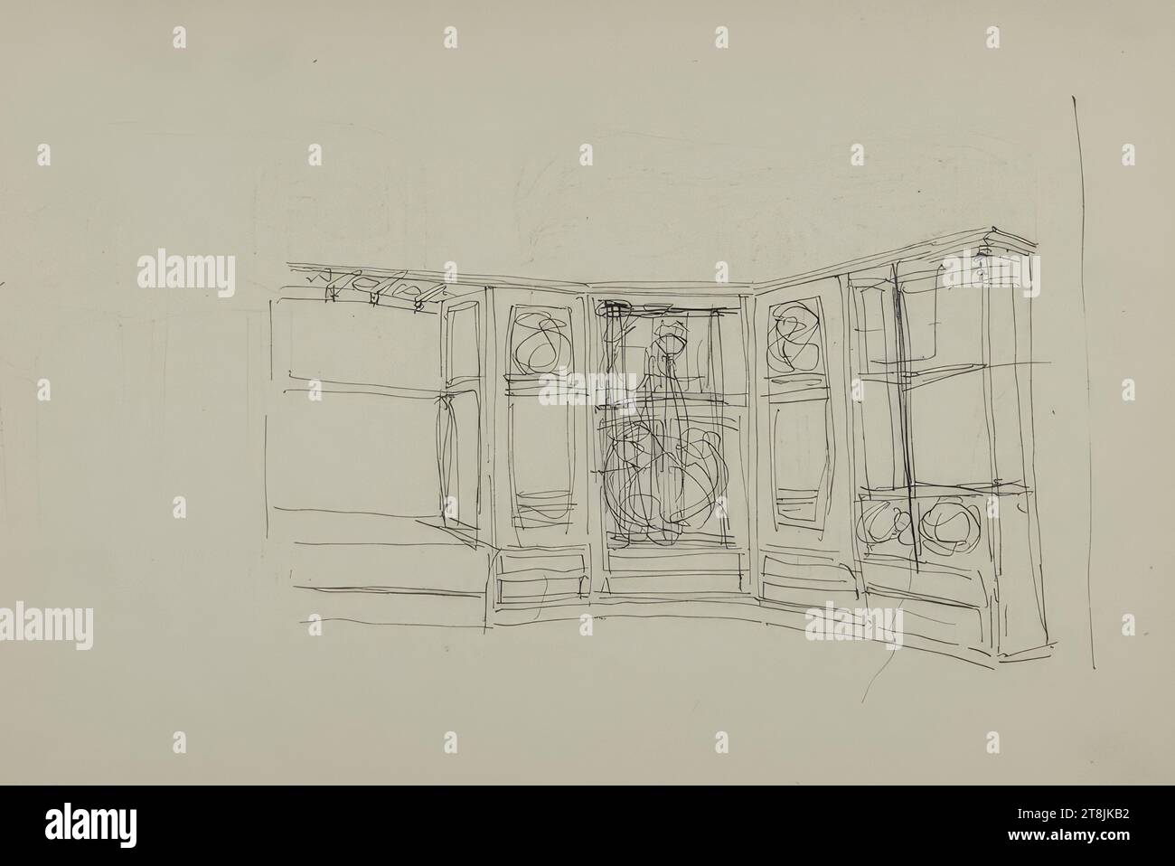 Sketch of a showcase, Farmer Leopold's sketchbook; 44 paginated pages ...
