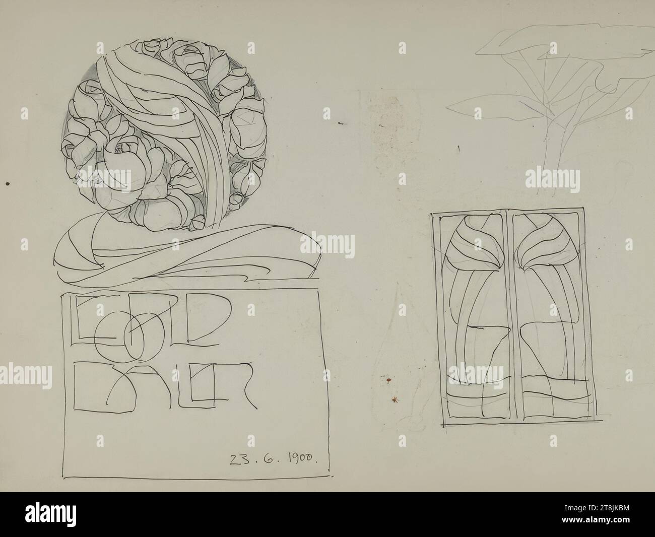 Sketch for an ex-libris 'Leopold Bauer'?, sketchbook Bauer Leopold; 44 ...