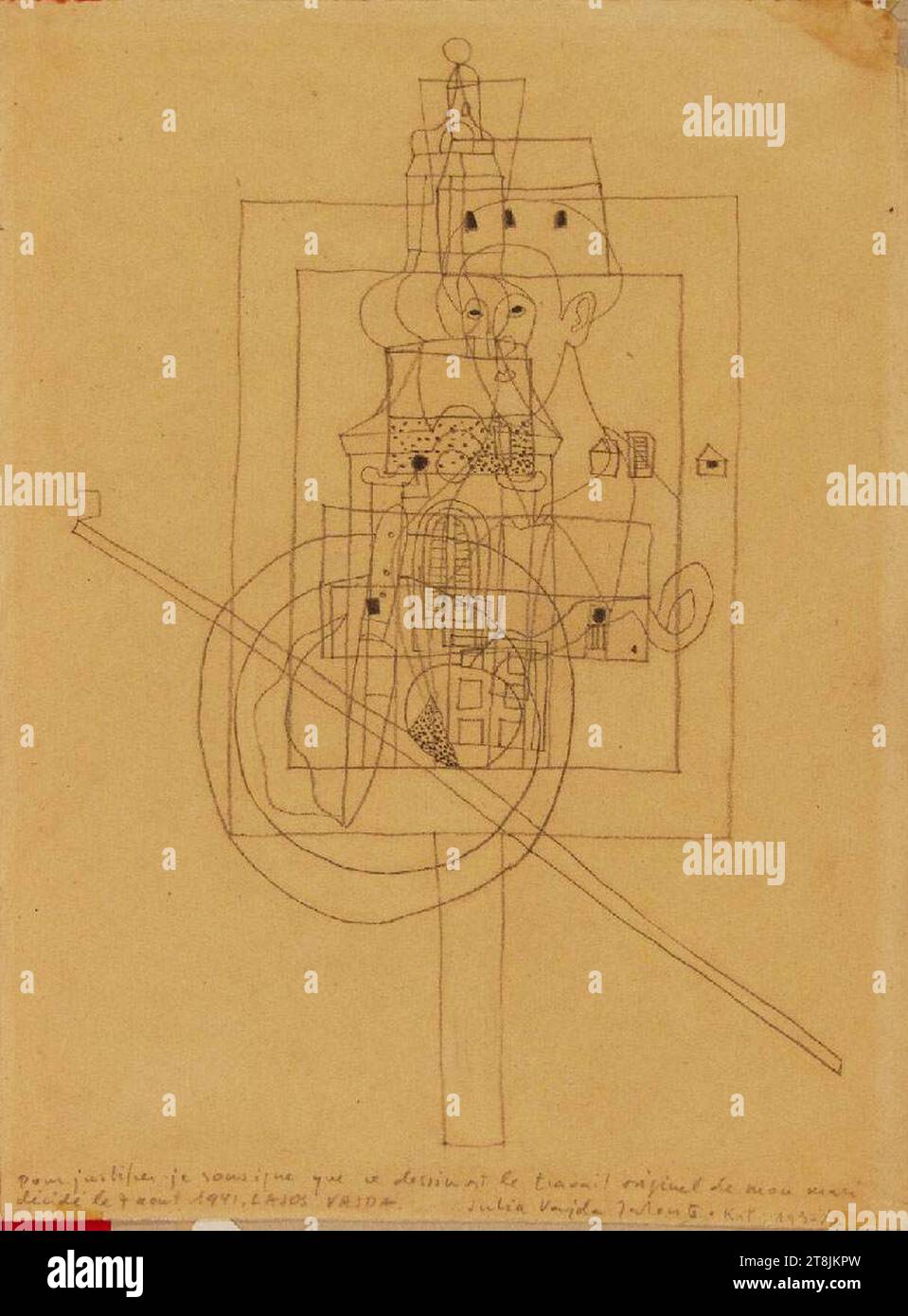 Vajda Drawing Montage with Self-portrait 1937 Stock Photo - Alamy