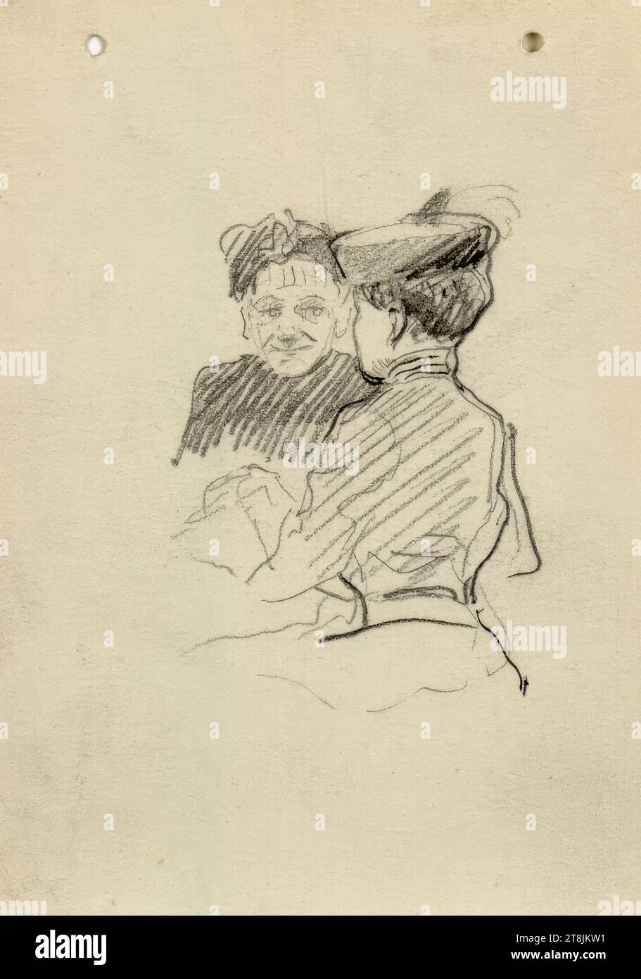 Front and back view of two female half figures, Josef Engelhart, Vienna ...