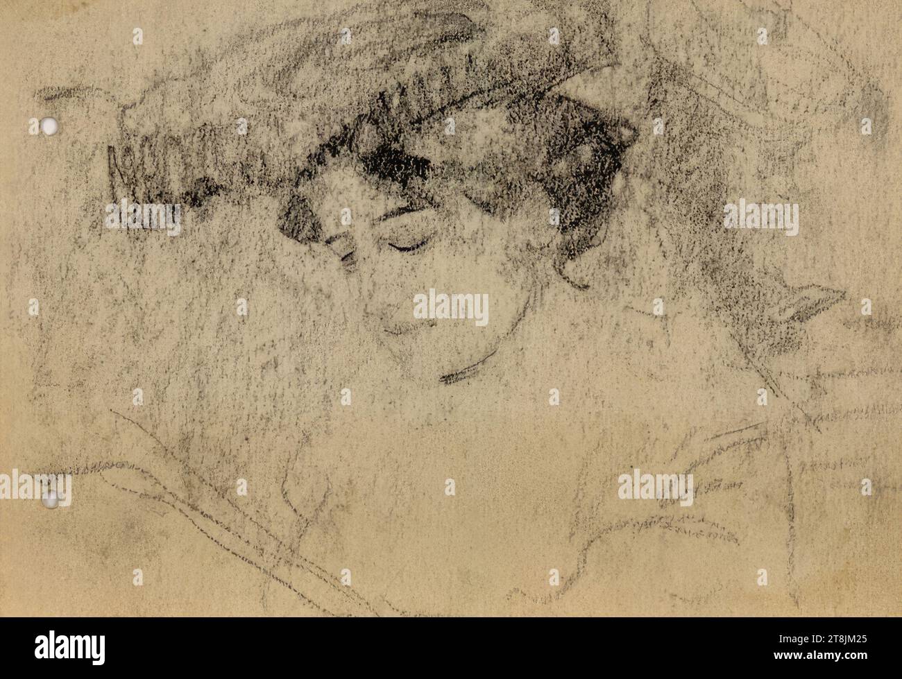 Female head study with hat, Josef Engelhart, Vienna 1864 - 1941 Vienna ...