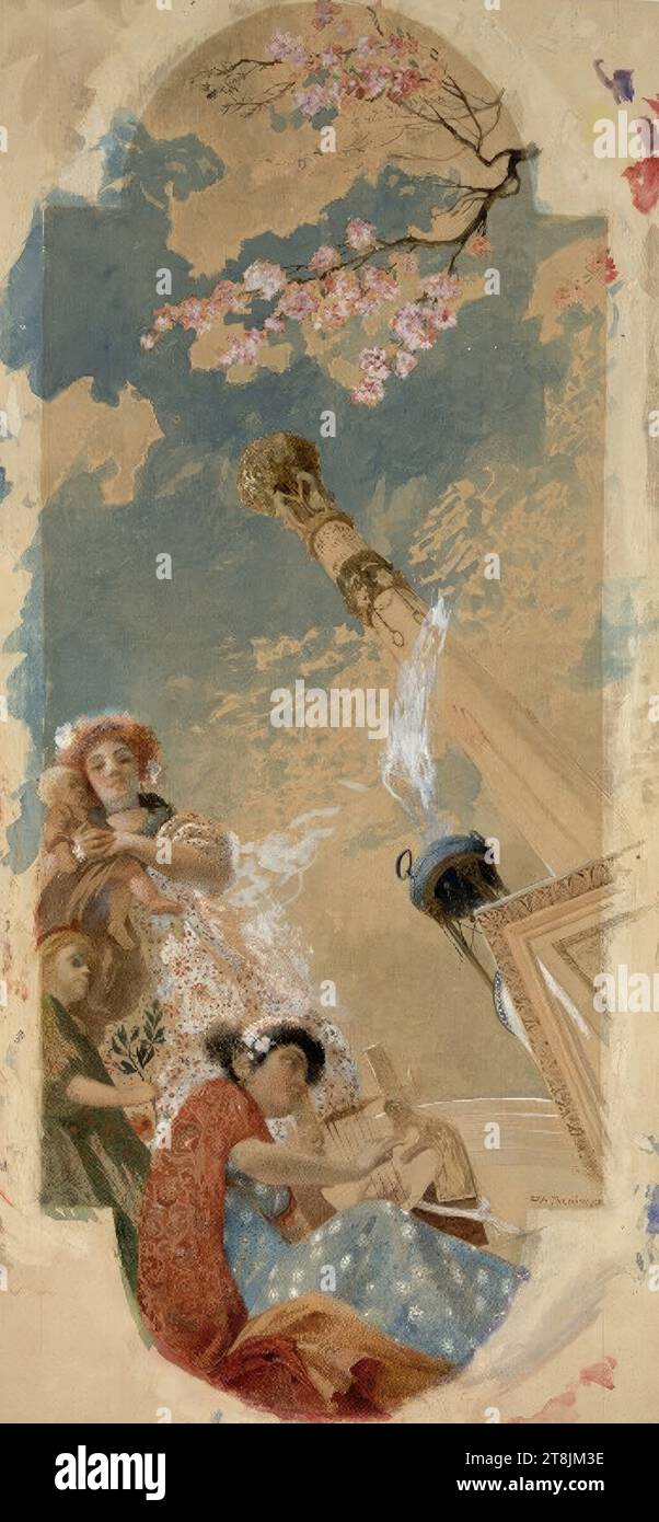 Allegory of Art, Erwin Puchinger, Vienna 1875 - 1944 Vienna, drawing ...