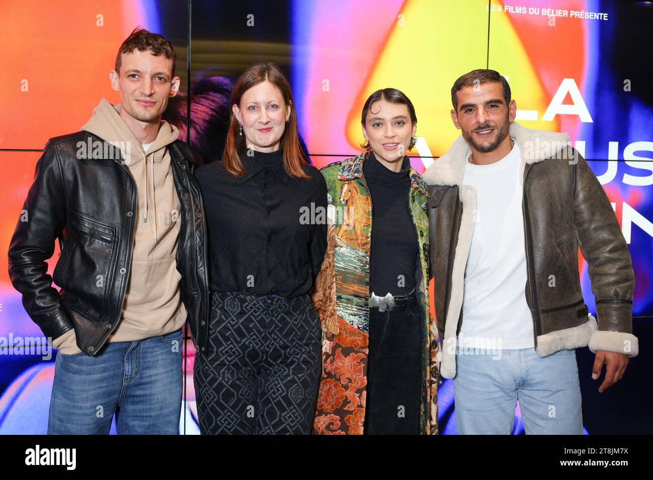 Paris, France. 20th Nov, 2023. Niels Schneider, Director Helena Klotz, Singer and actress Claire ...