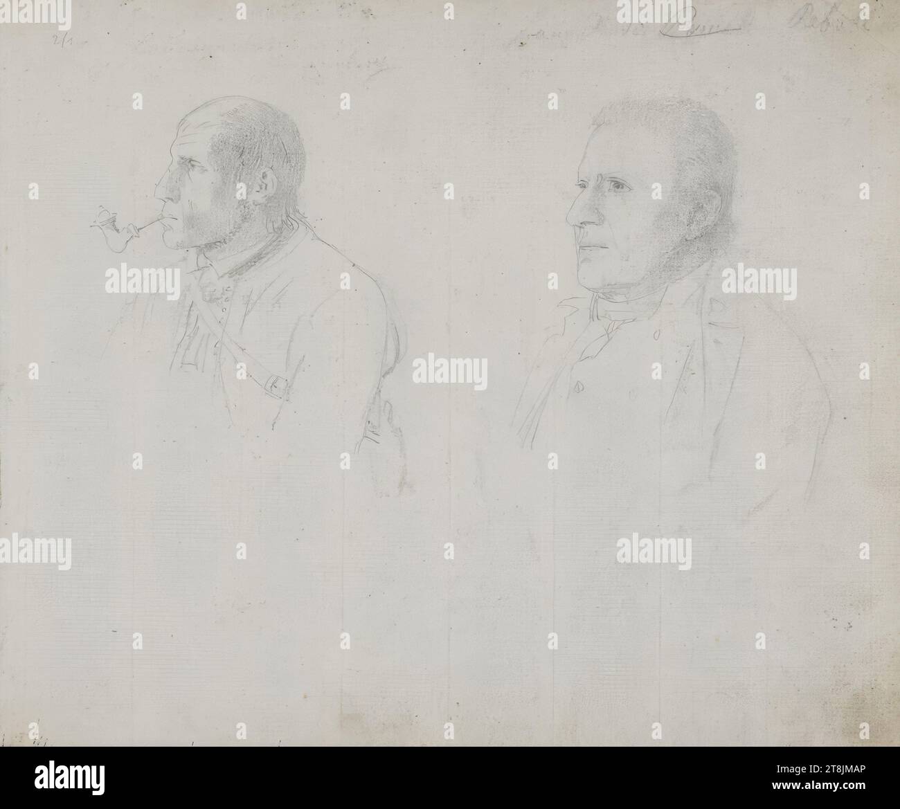 Two portraits of men, sketchbook Gauermann Carl; 64 paginated pages ...