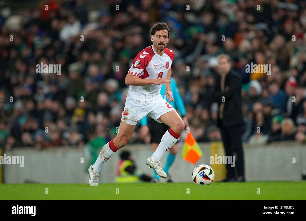 November 20 2023: Thomas Delaney (Denmark) controls the ball during a ...