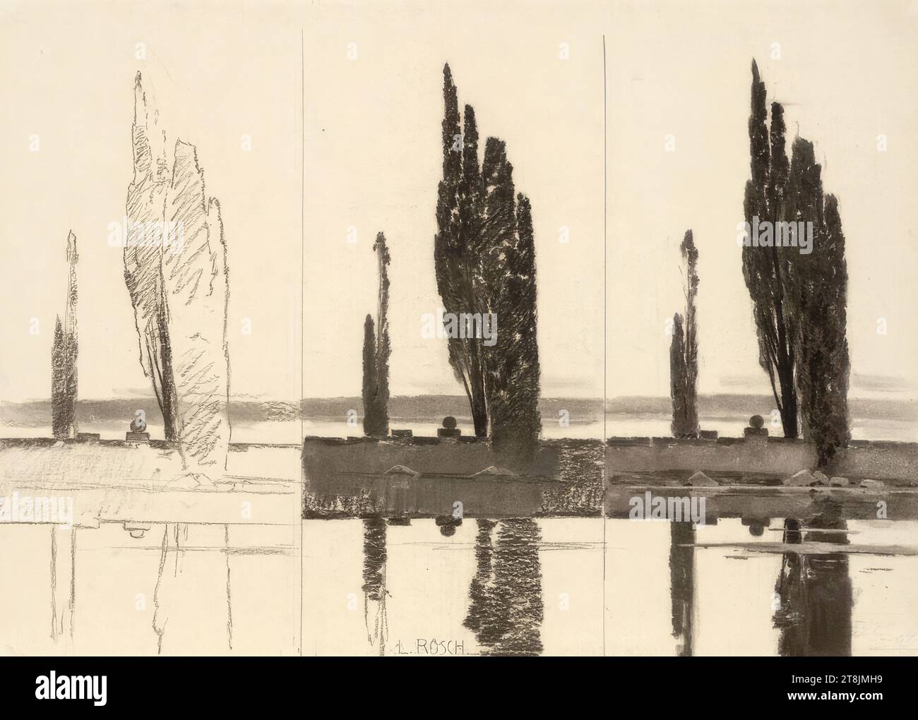 Landscape study, Ludwig Rösch, Vienna 1864 - 1936 Vienna, drawing ...