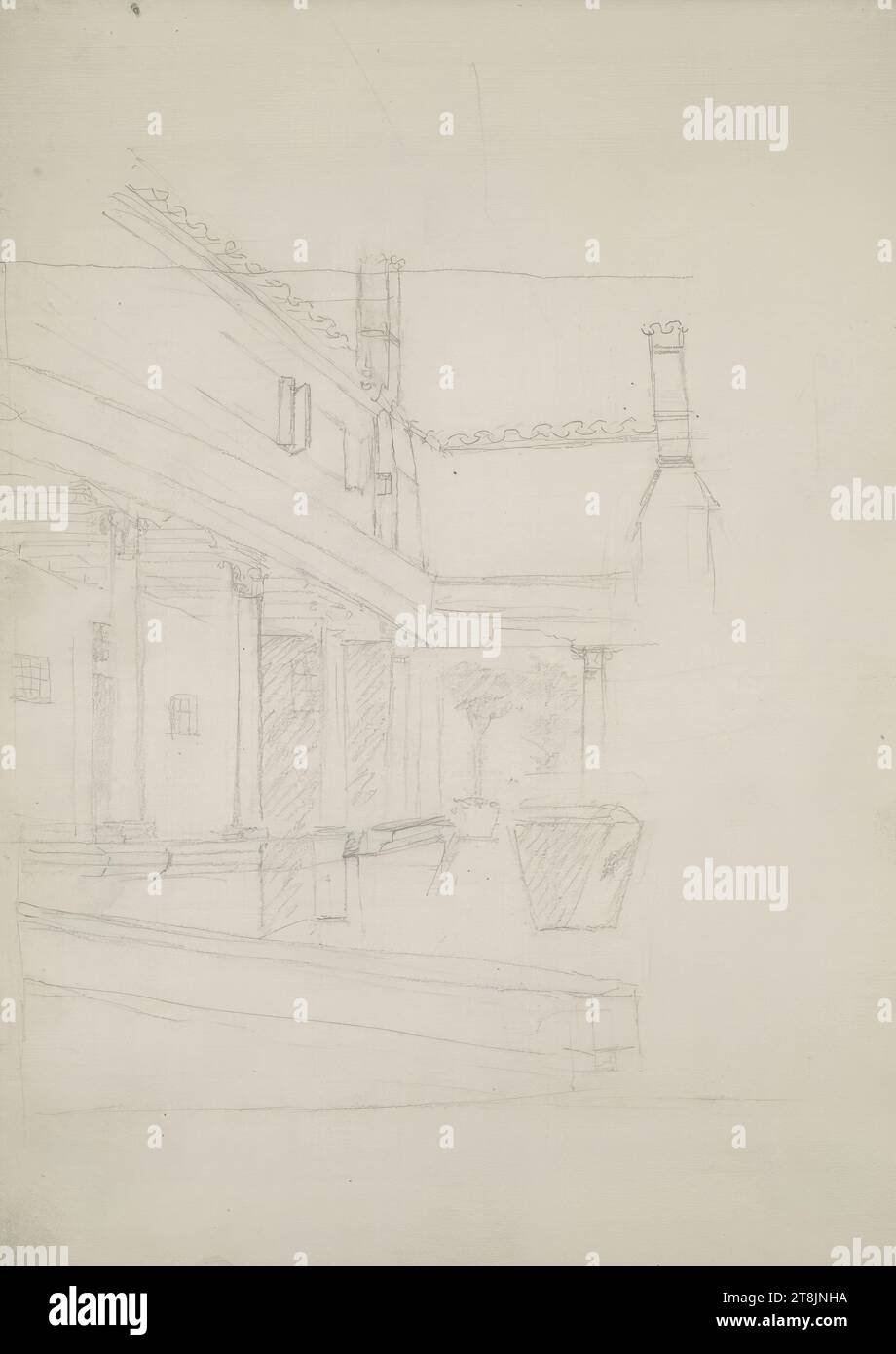 Architectural sketch with colonnade, Rösch Ludwig sketchbook; 47 ...