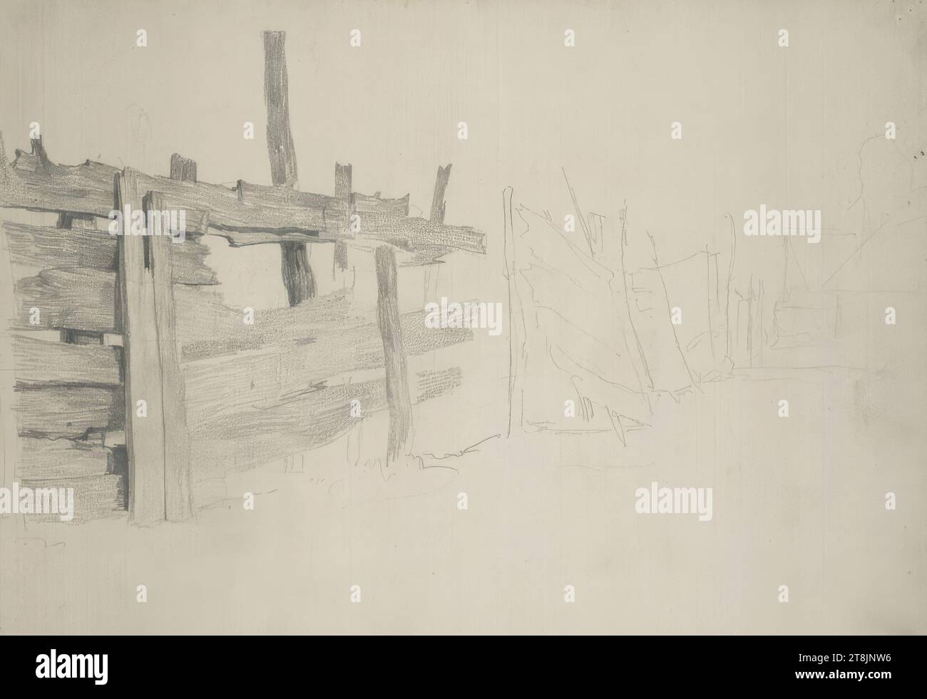 Study of a desolate gate fence, sketchbook Rösch Ludwig; 30 paginated ...