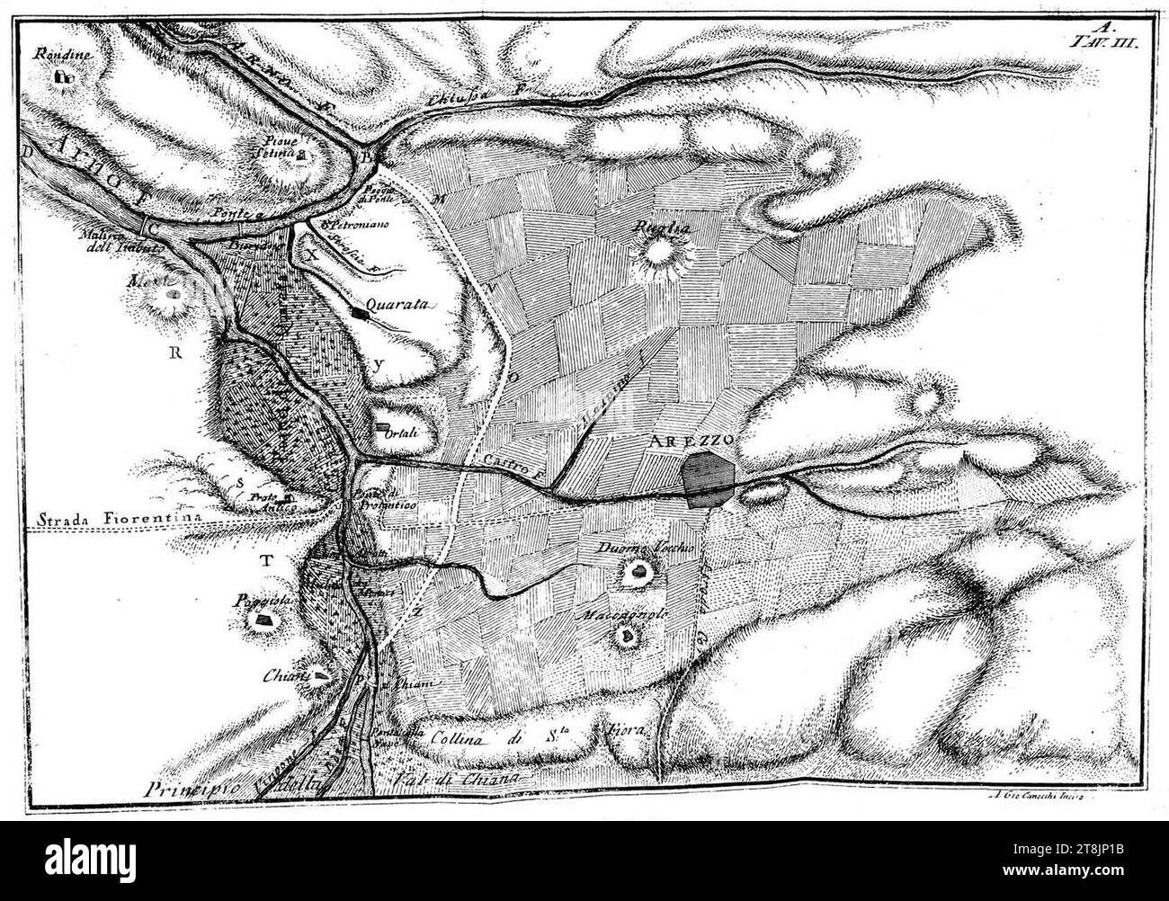 Val di chiana 1789 map Stock Photo - Alamy