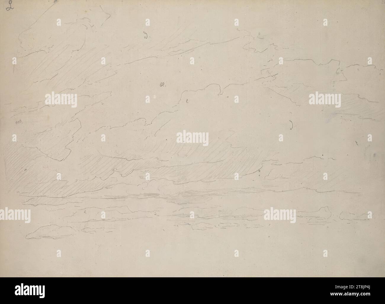 Study of a cloudy sky, with color information, Rösch Ludwig sketchbook ...