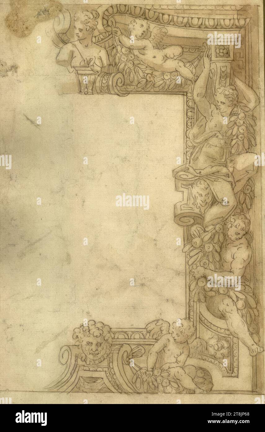 Design for a cartouche, detail, drawing, pen, washed Stock Photo - Alamy