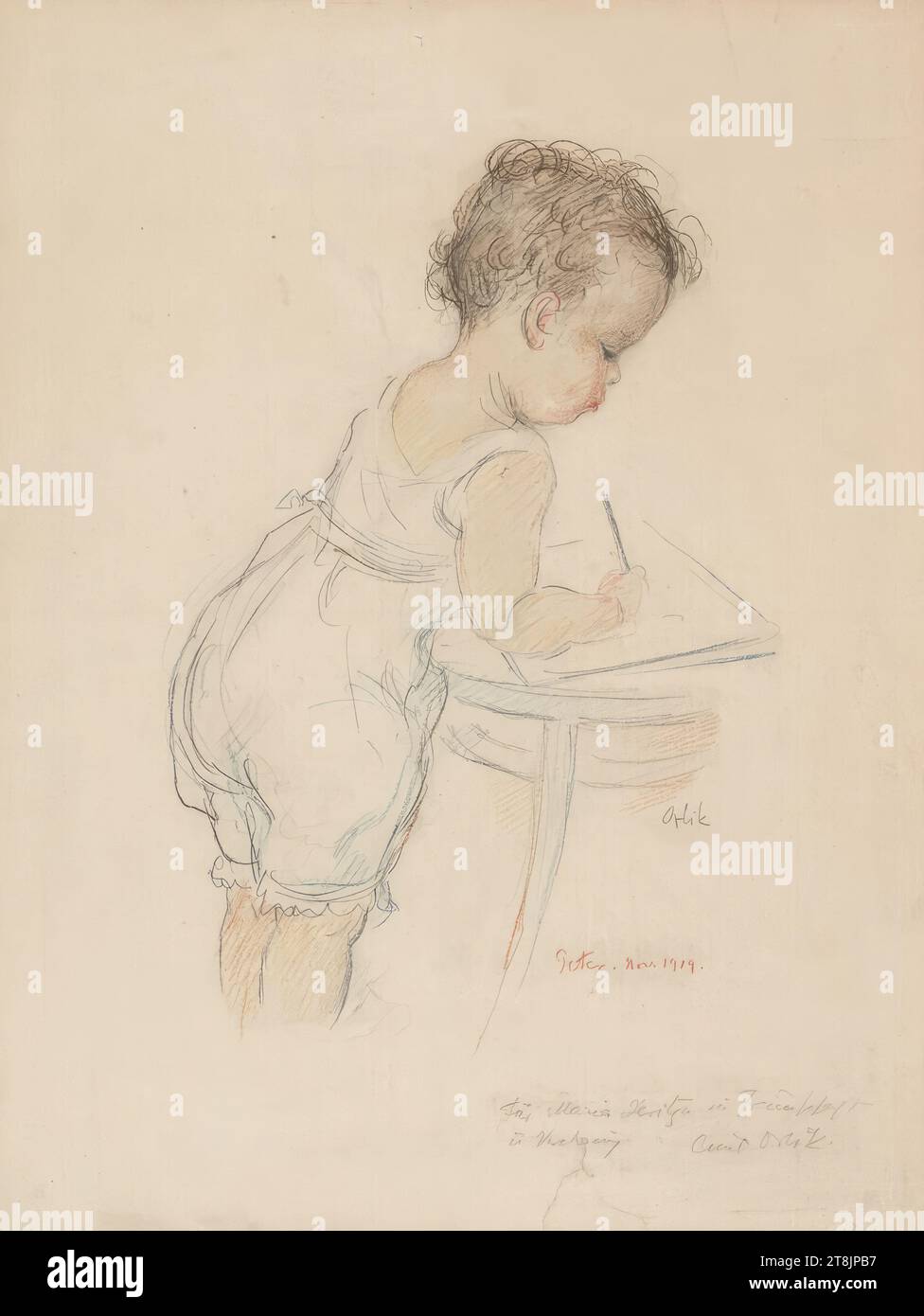 Standing child, Emil Orlik, Prague 1870 - 1932 Berlin, 1919, drawing ...