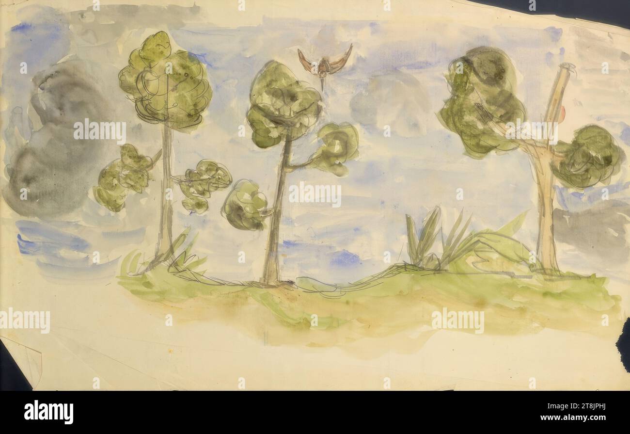 Landscape with three large trees, Rudolf Habsburg-Lothringen, Laxenburg ...