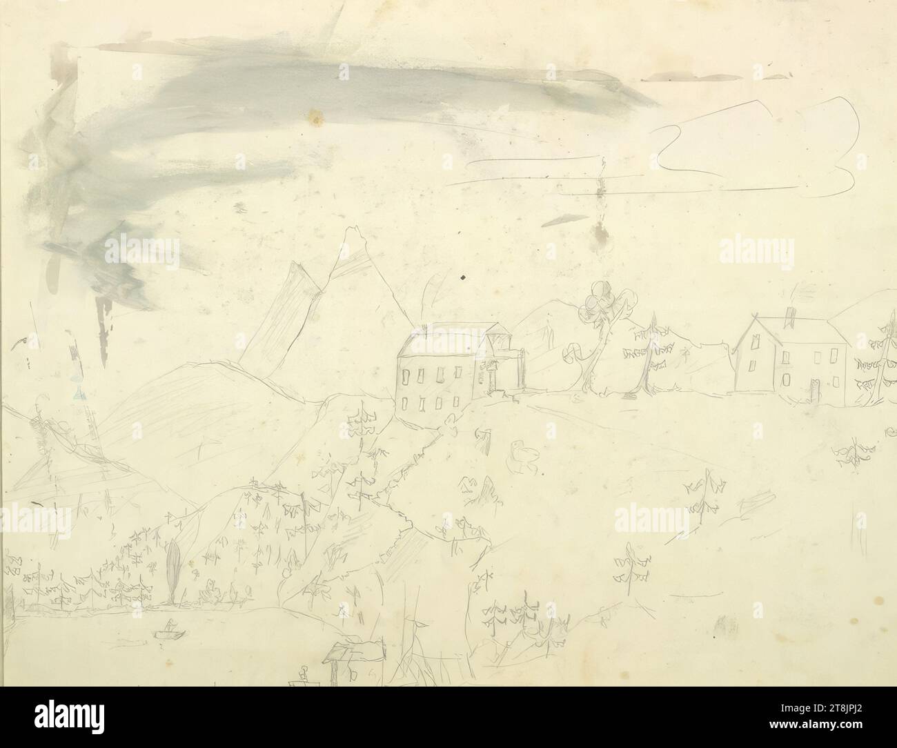 Alpine landscape with houses, Rudolf Habsburg-Lothringen, Laxenburg ...