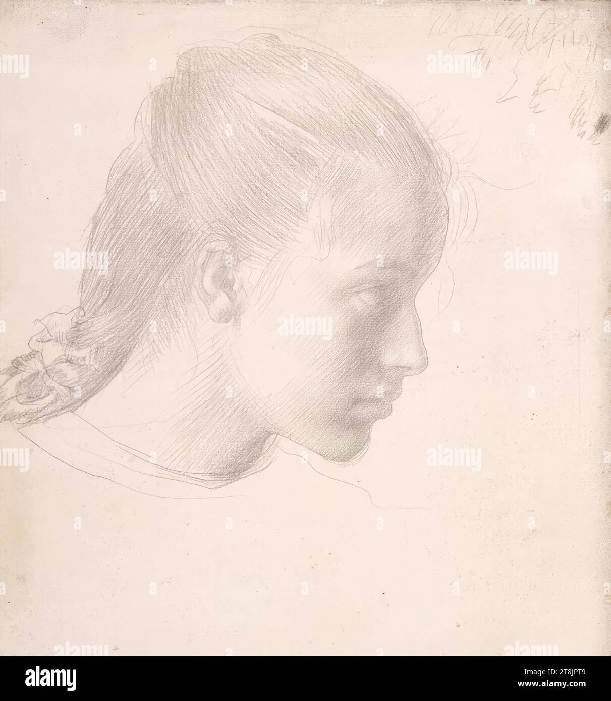 Girl's profile to the right, Joseph Auguste Brunier, Chambéry 1860 ...