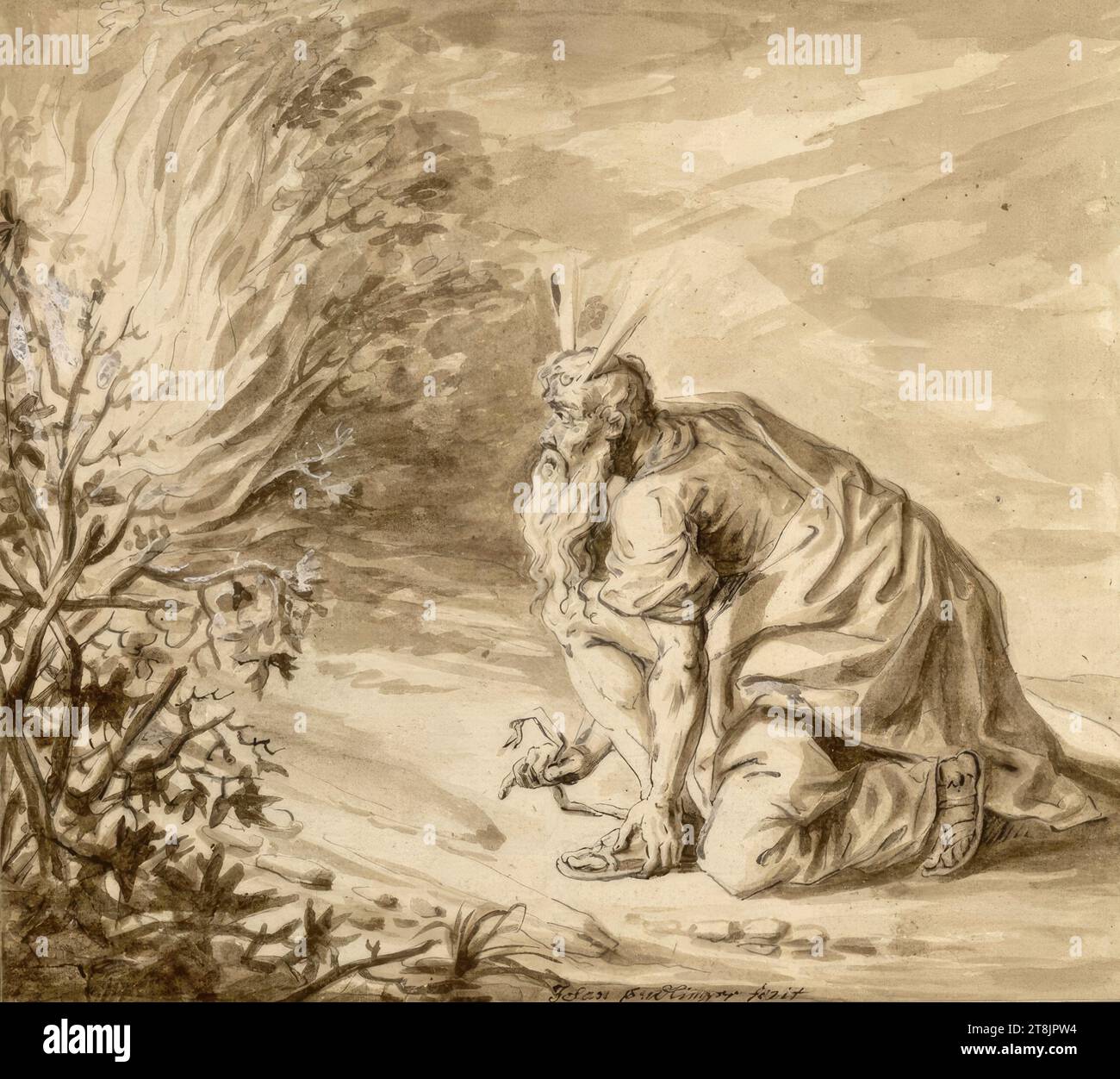 Moses in front of the burning bush, Johann Endlinger, Brünn 1733 - 1789 ...