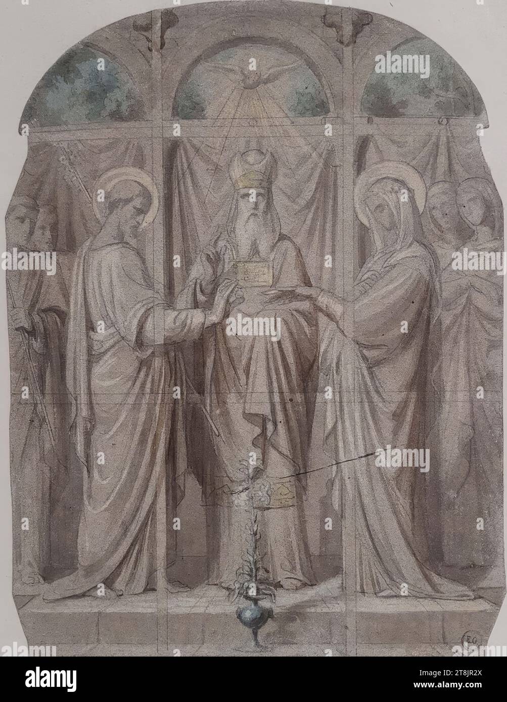 Glass window design for a church: The engagement of Mary to Joseph ...