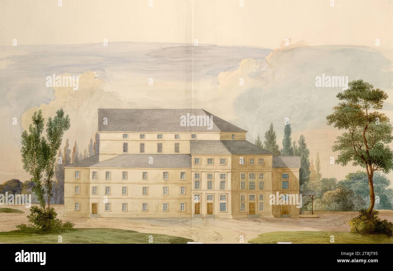 The new German theater in Pest, side view, Josef Schaffer, Austria ...