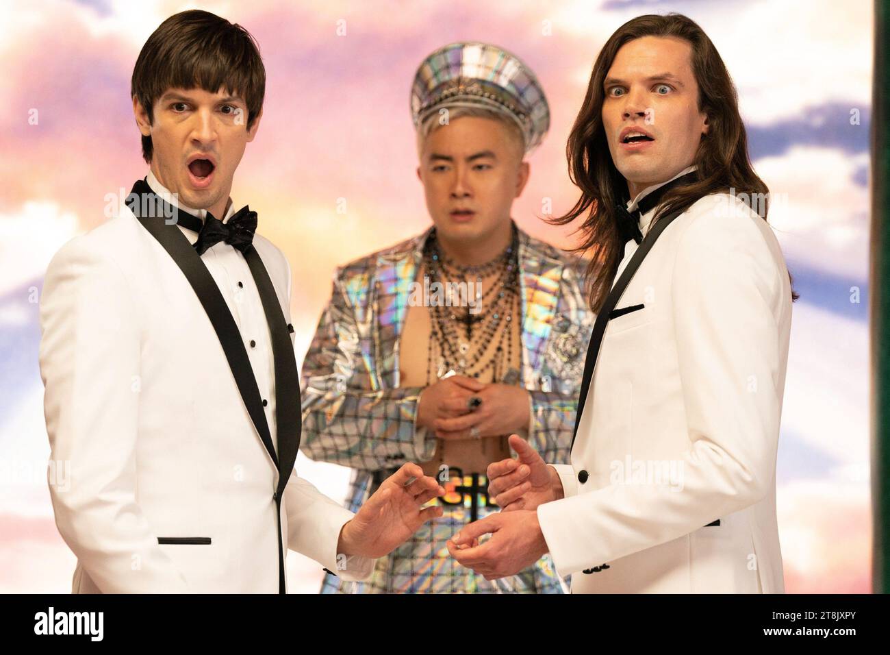 DICKS: THE MUSICAL, from left: Josh Sharp, Bowen Yang, Aaron Jackson ...